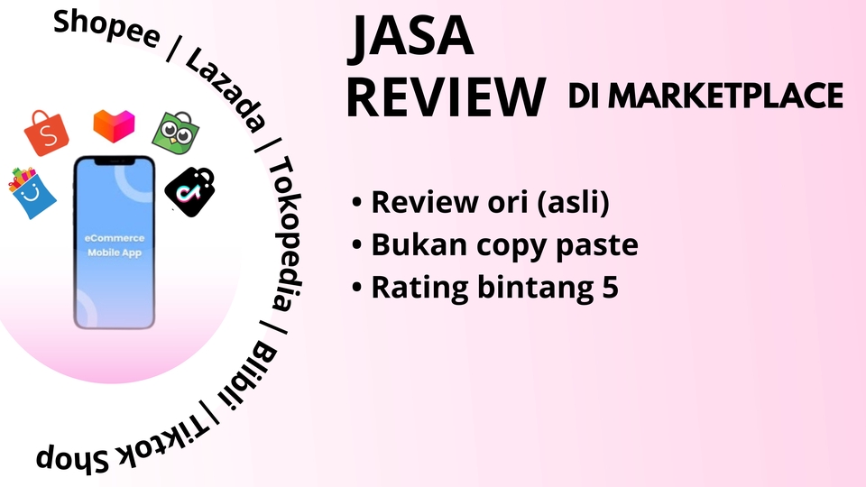 Jasa Review Produk di Shopee, Lazada, Tokopedia dan Tiktok Shop
