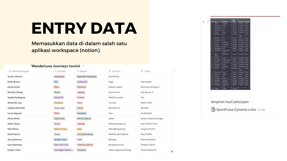 Entry data di aplikasi Notion