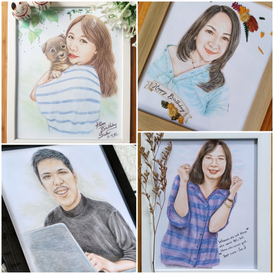 Jasa Lukis Sketsa Potret Wajah media Pensil Warna