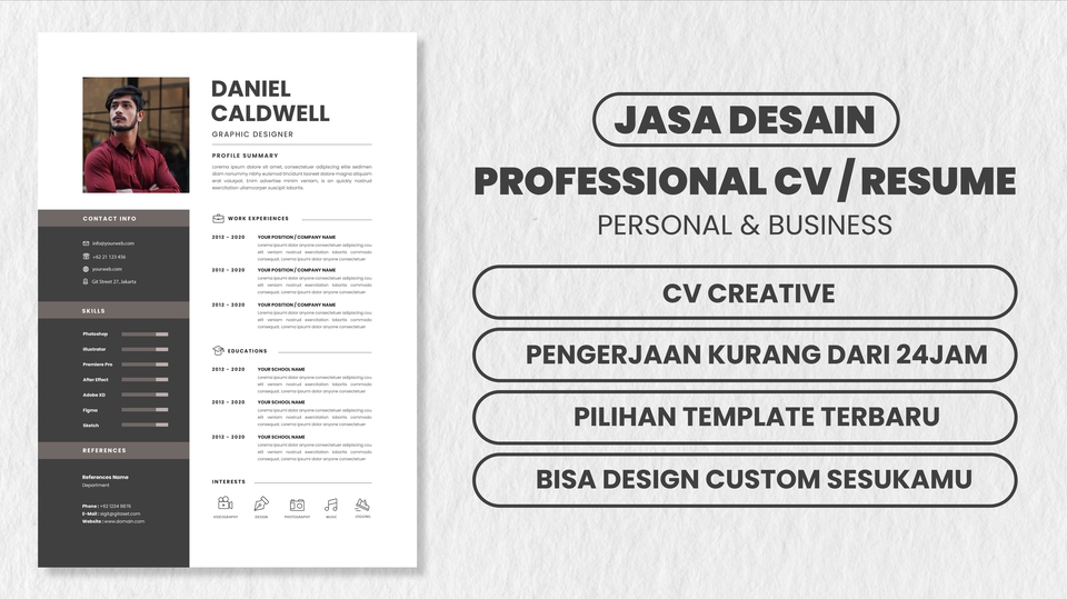 Design CV / Resume Professional Modern (1 Hari Jadi)
