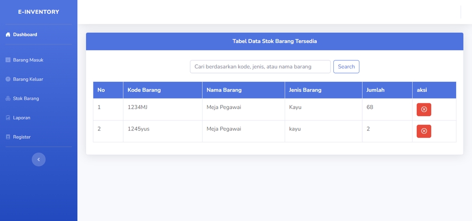 E-Inventory ( Pengelolaan barang masuk, keluar, dan stok) laravel 10