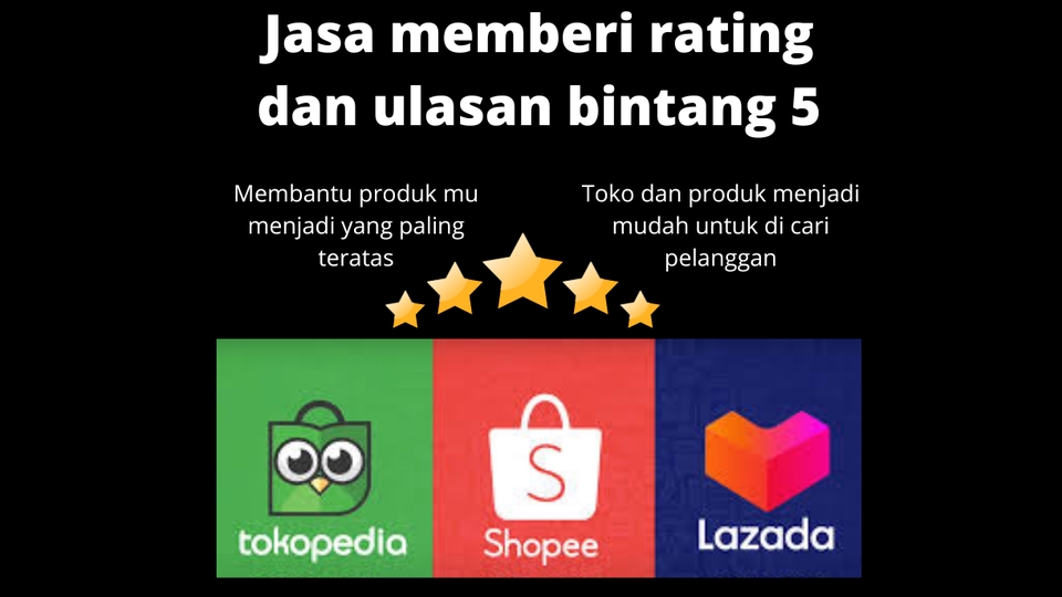 Review Ulasan Rating positif dan Bintang 5 Marketplace Online Shop Tokopedia Shopee Lazada