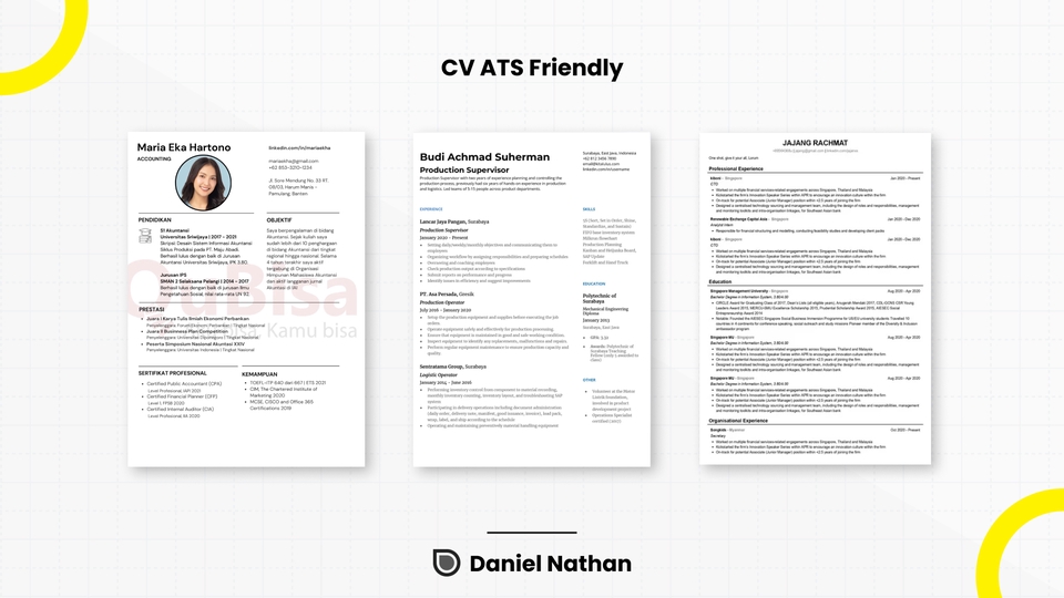 Desain CV/Resume ATS Friendly & Kreatif - Murah, Profesional & Cepat