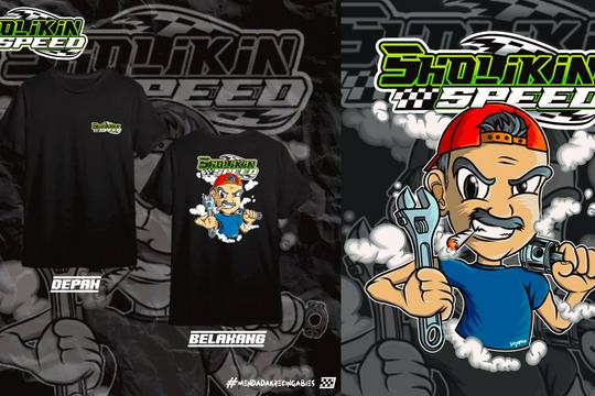 Desain kaos gambar karakter ilustrasi racing darkart simpel