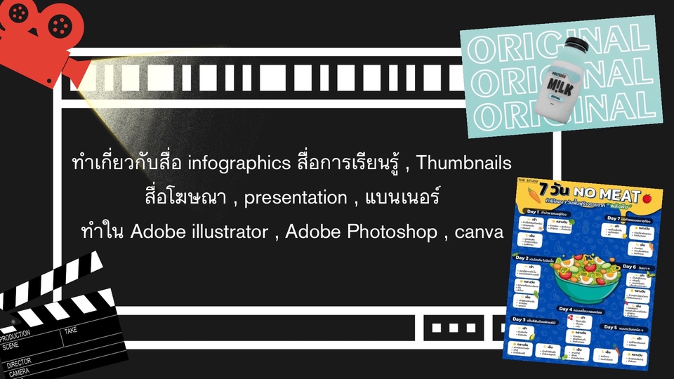 ออกแบบสื่อ infographics , Thumbnails , presentation , Banner