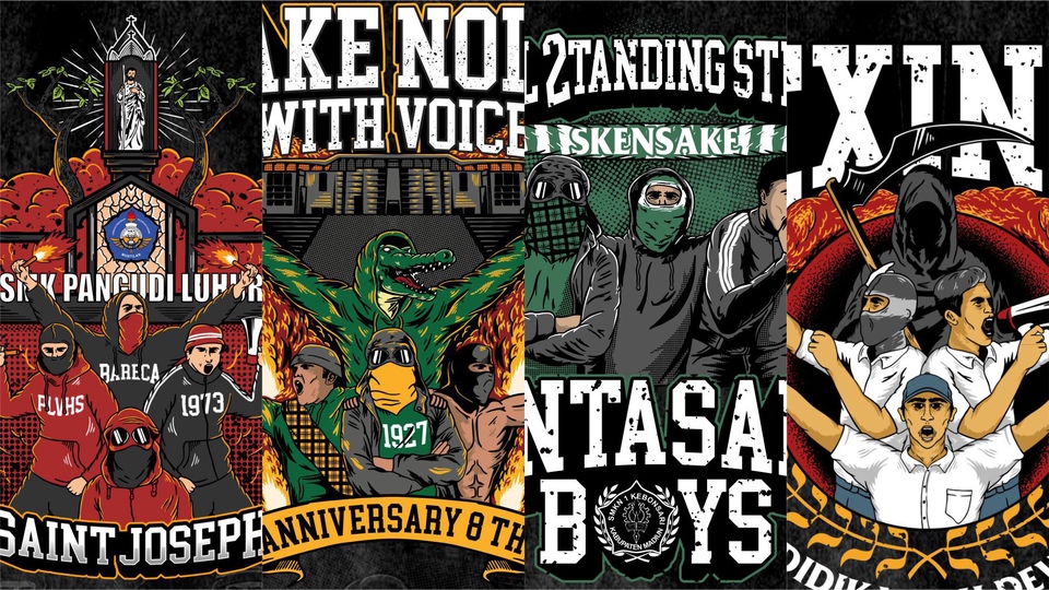 Ilustrasi Desain Ultras, Hooligan, Casual