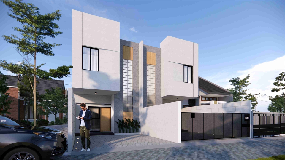 Desain rumah Eksterior Interior 2D 3D Gambar DED CAD, Render, struktur ...