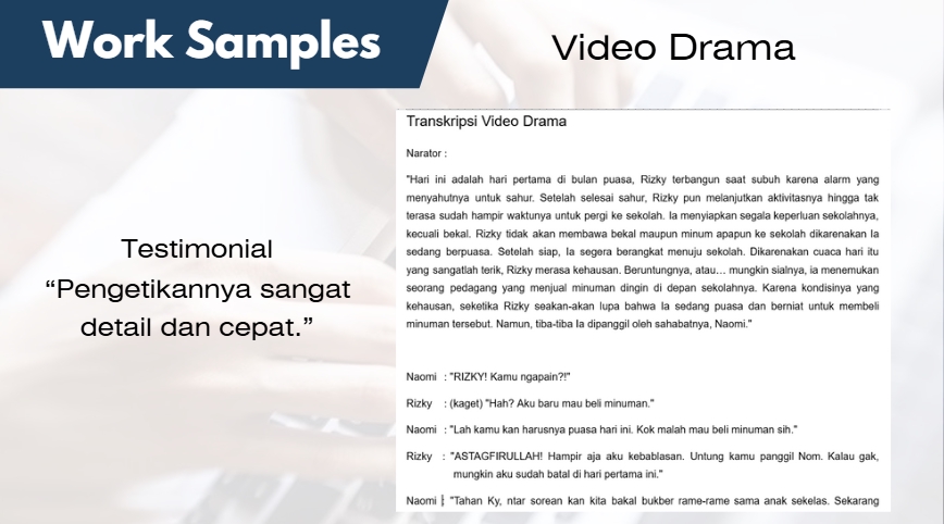 Jasa Transkripsi Verbatim/Non-verbatim Audio/Video Bahasa Indonesia dan ...