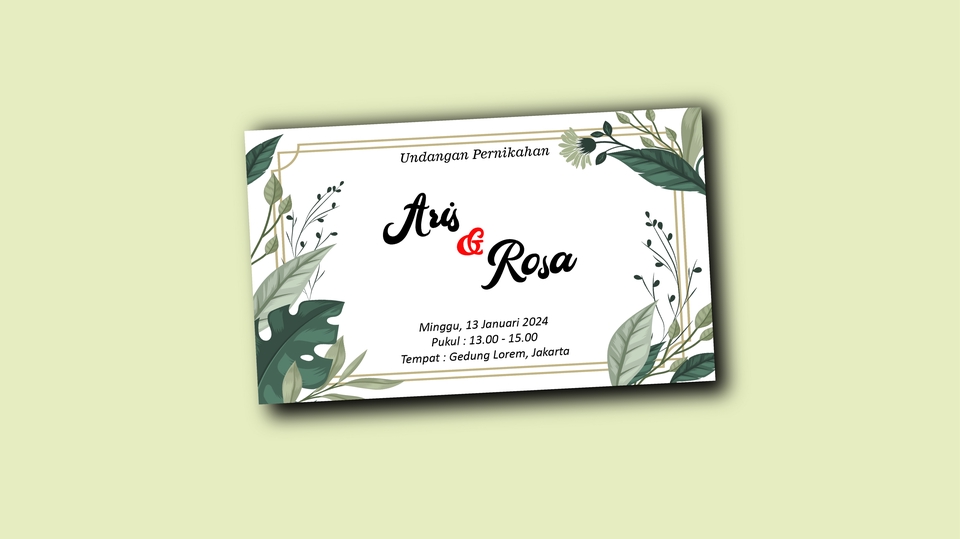 Kartu Undangan Pernikahan Digital/Print Profesional