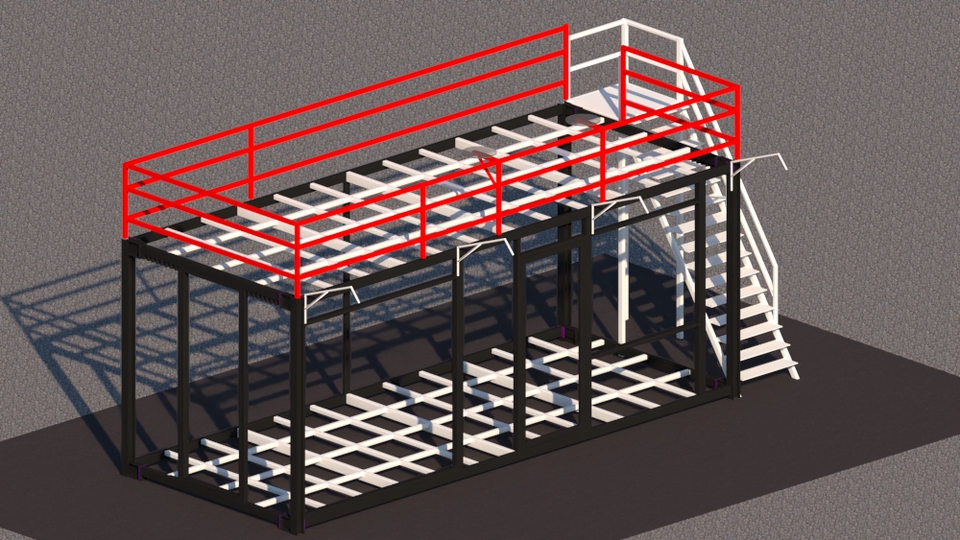 3D dan 2D kontruksi baja,site plane,container kafe