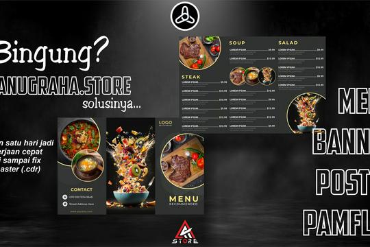 DESAIN MENU MAKANAN, MINUMAN, BANNER, POSTER, DLL