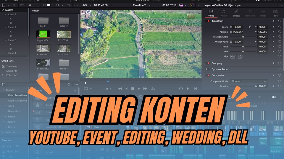 VIDEO EDITING KONTEN YOUTUBE, EVENT, WEDDING, VLOG, DLL