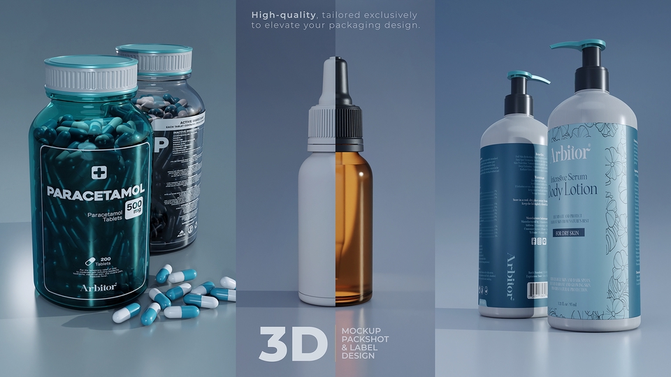 3D Mockup Packshot & Label Design