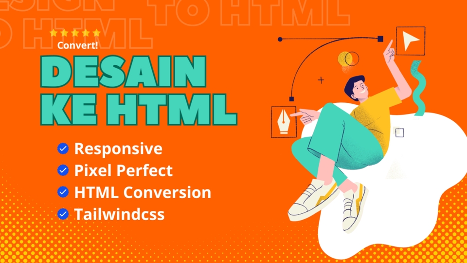 Convert Figma, PSD, Canva, Gambar ke HTML dengan Tailwind 100% Responsive!
