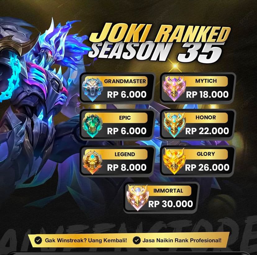 JOKI RANK MOBILE LEGEND & JOKI MABAR MOBILE LEGEND (ex pro player)
