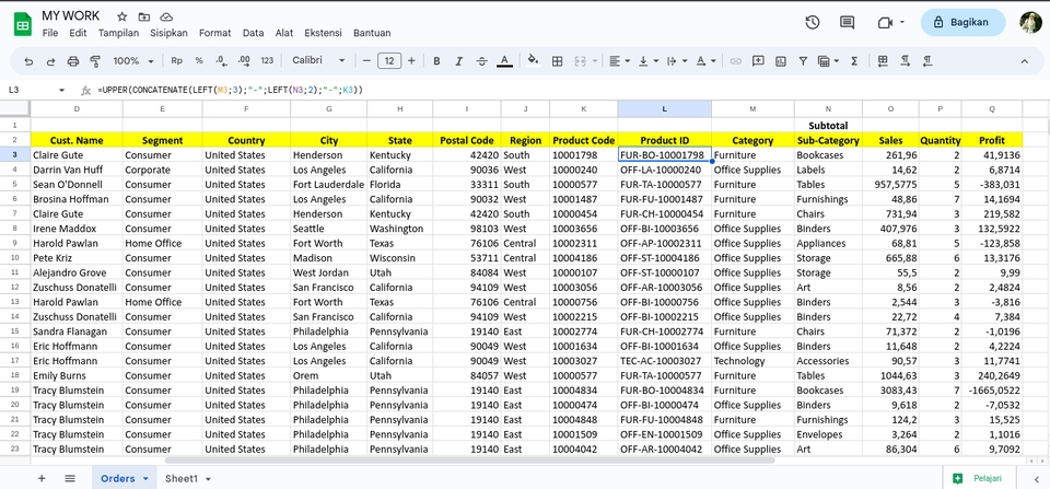 Data Entri,Pengerjaan Ms Excel dan Google Spreadsheet