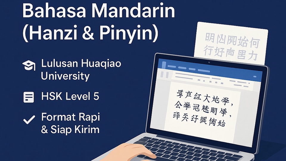 Jasa Pengetikan Skripsi / Makalah / Laporan Bahasa Mandarin (Hanzi)