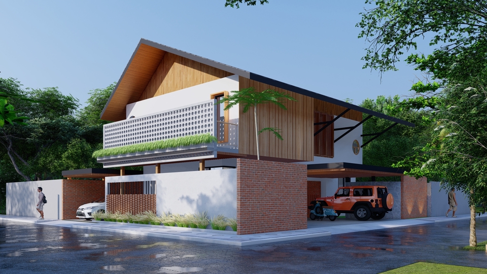 Desain Rumah Tinggal 3D Modelling dengan Gaya Arsitektur Kontemporer