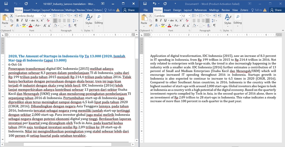 ID/ENG Translating and Proofreading Reports, Article, Jurnals, etc