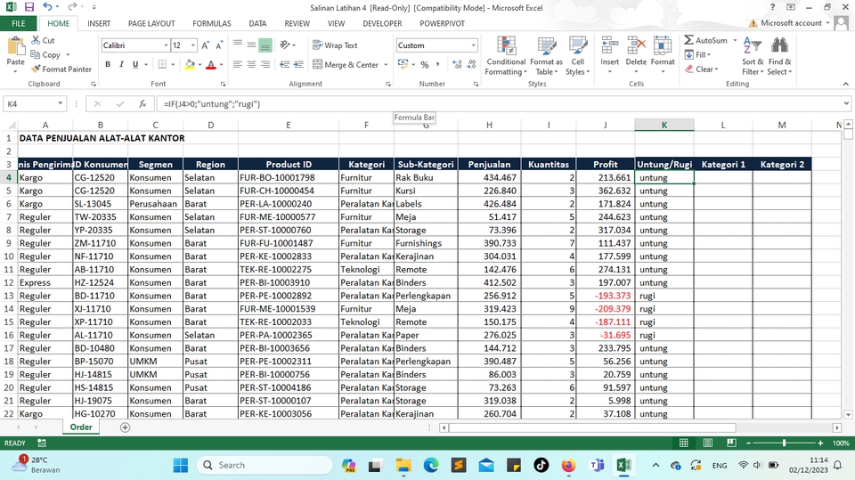 jasa entri data excel, perhitungan basic (if,vlookup,index match, dll), pivot tabel