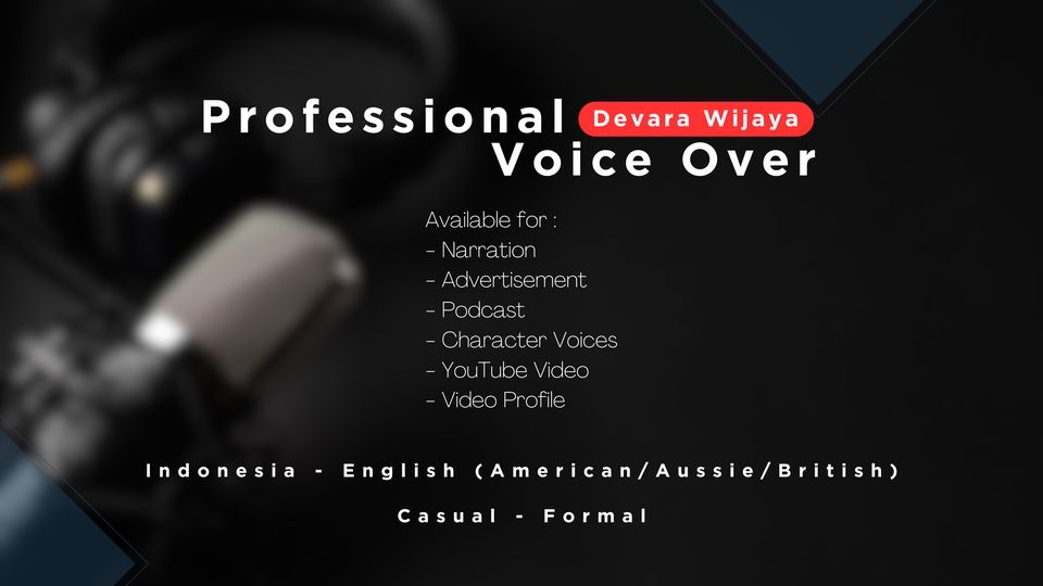 Voice Over Professional Berkualitas! Indonesia-English. Dubber / Voice ...