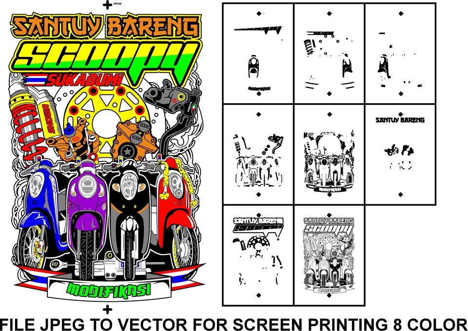 Tracing gambar jpeg menjadi vector, pecah warna vector untuk film sablon