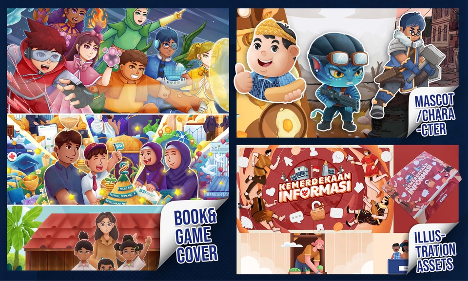 ILUSTRASI MASKOT, BUKU ANAK, IKLAN, CAMPAIGN, DAN MERCHANDISE