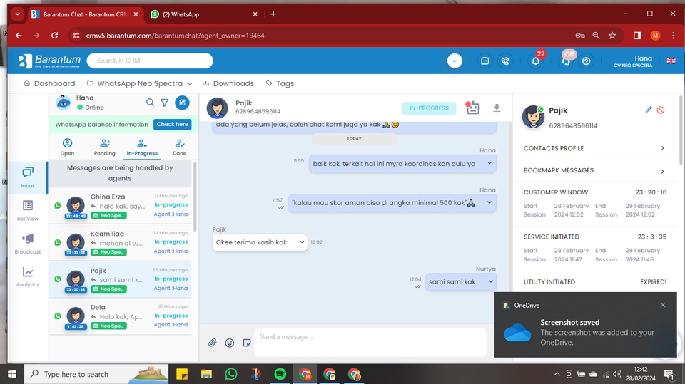 CUSTOMER SERVICE (WA/WEBSITE)