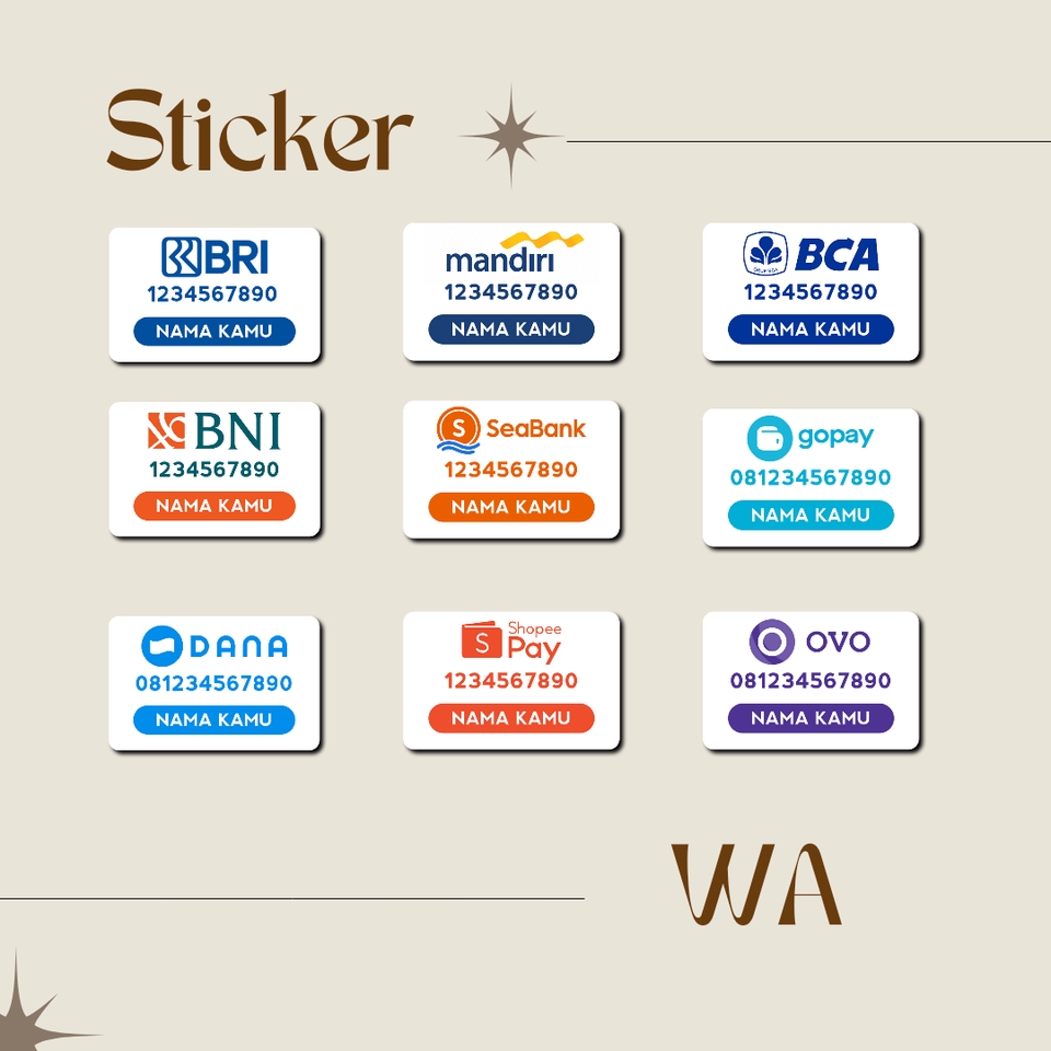 Jasa Stiker WA | Custom | rek & e-wallet