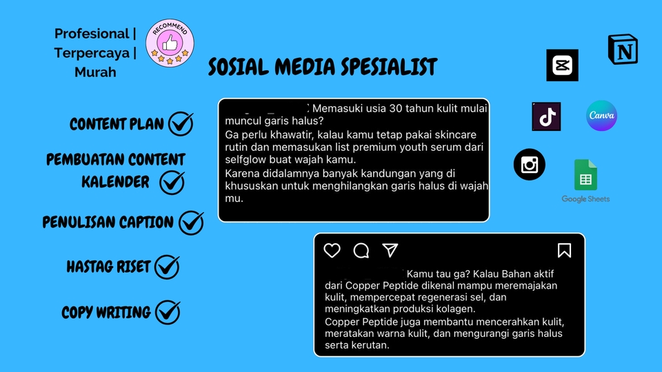 Jasa Pembuatan Caption, Content Plan (Ide Konten) Instagram & Tiktok