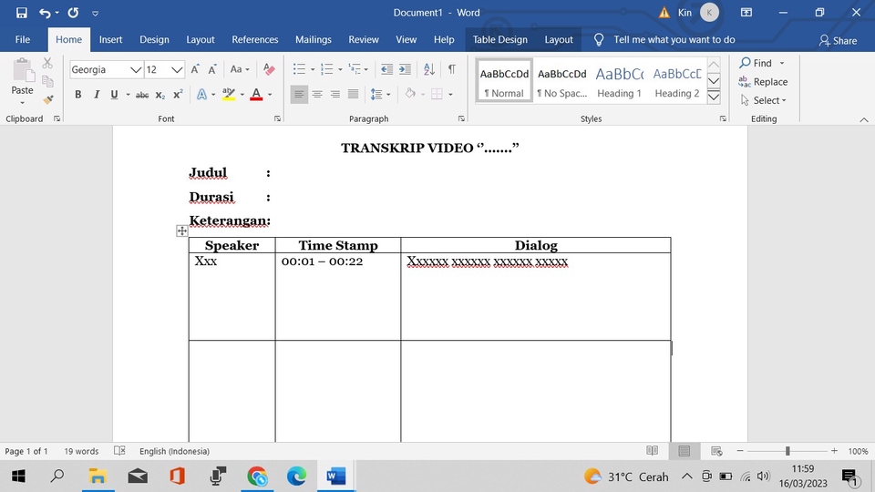 Penulisan Transkrip Instant