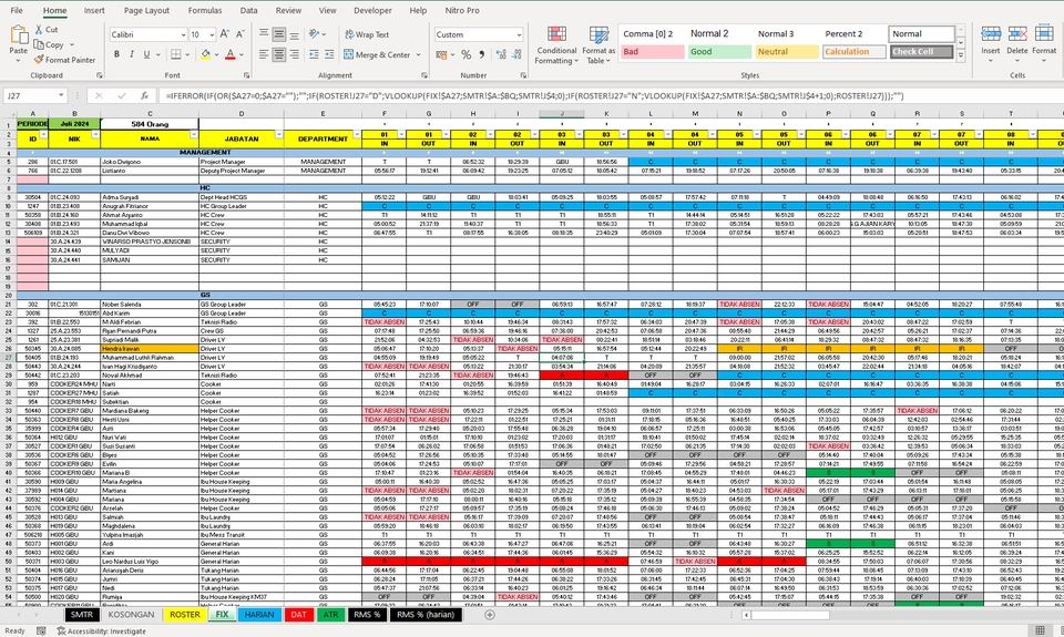 Jasa pembuatan template excel