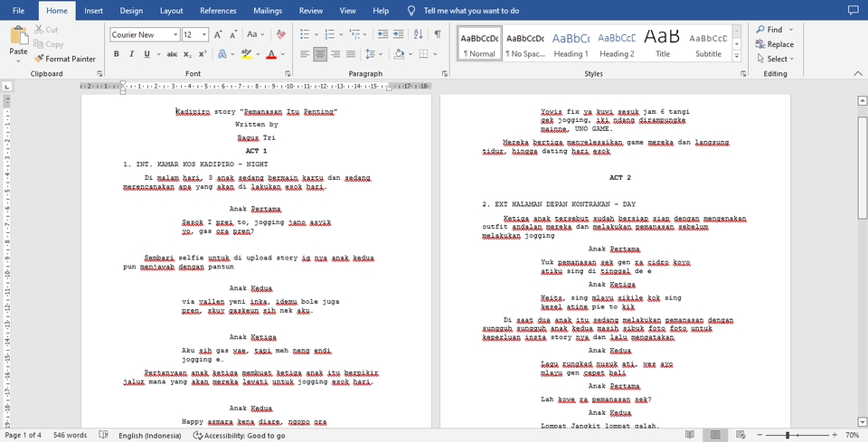 Jasa penulisan script Konten, Film, dan Film pendek cepat dan tanggap