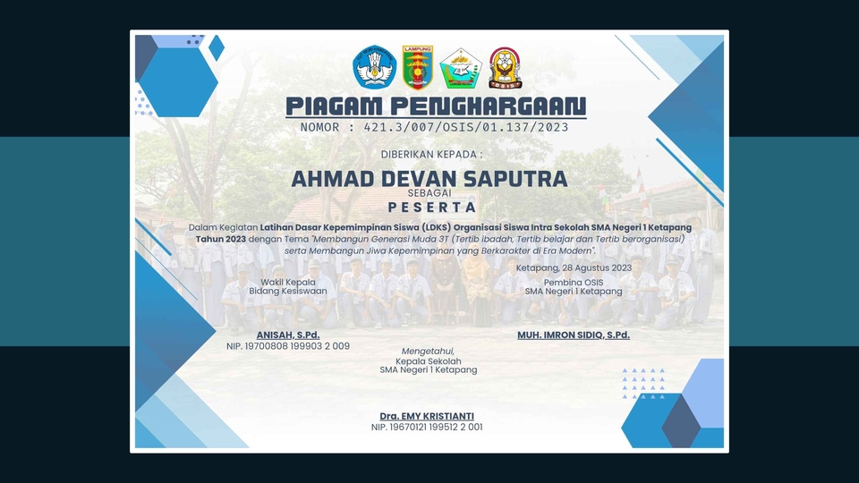 JASA DESAIN PIAGAM/SERTIFIKAT CEPAT