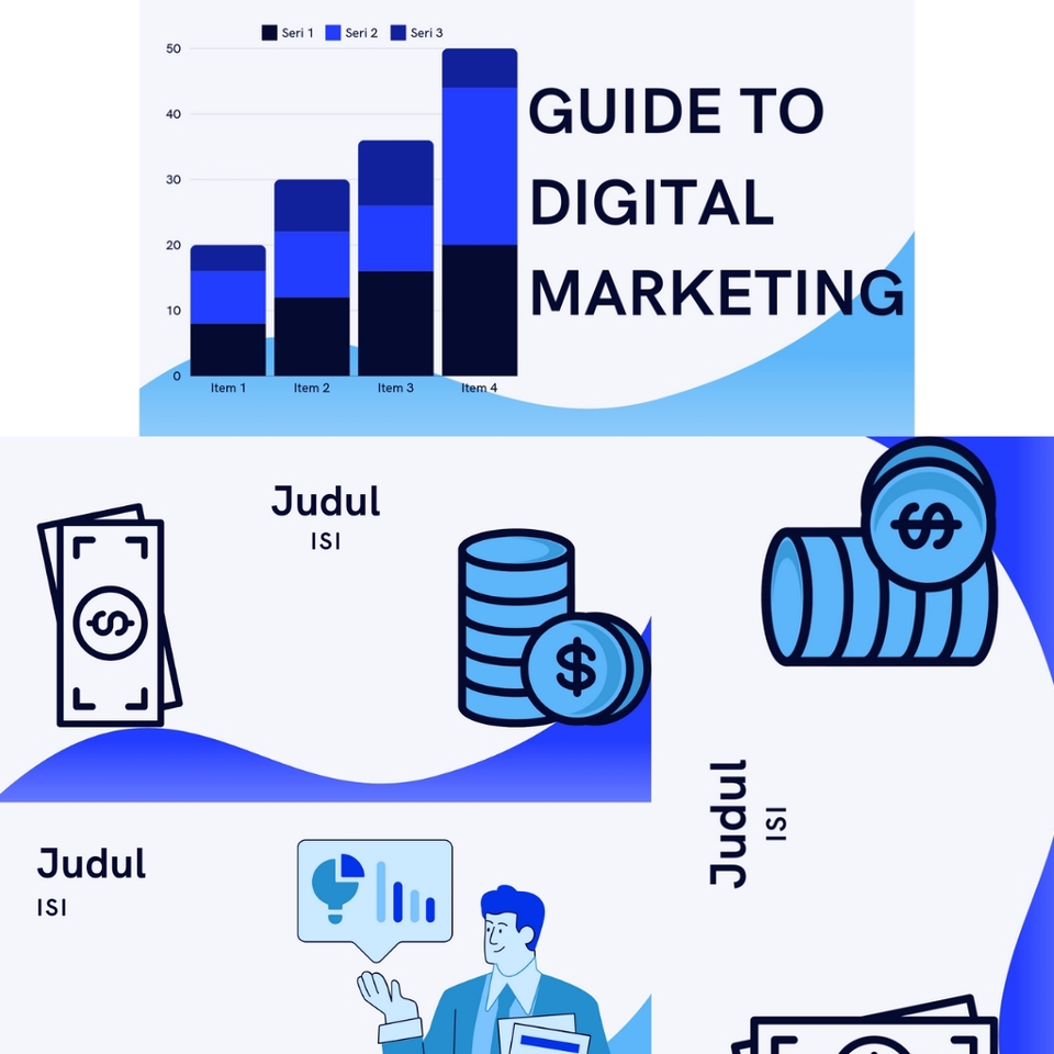 DESAIN PPT TEMA BISNIS UNTUK PRESENTASI KULIAH, KERJA DAN MEETING BISNIS
