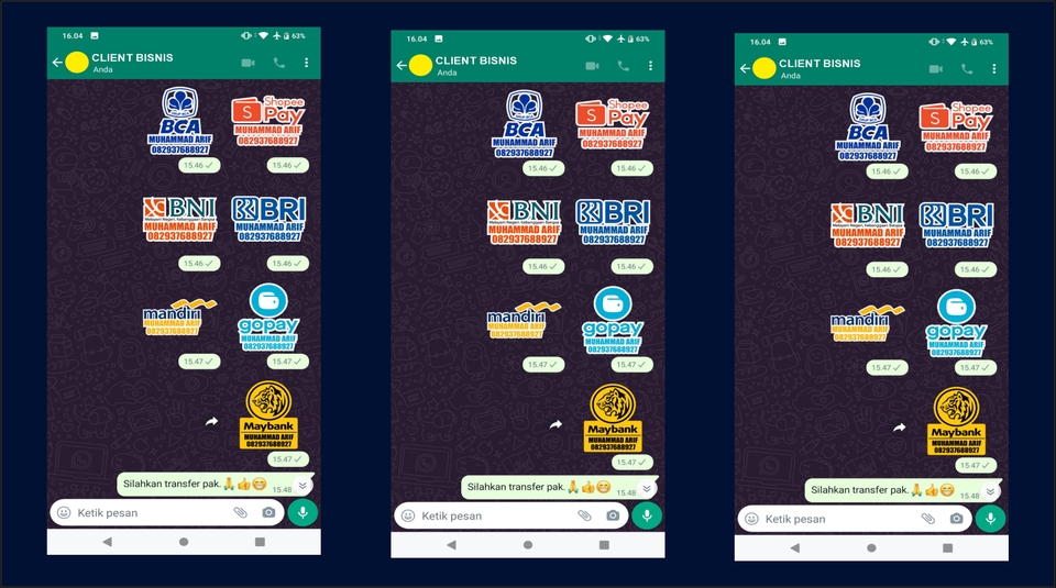 Sticker Rekening Bank atau Ewallet Profesional (LINE, whatsapp ...