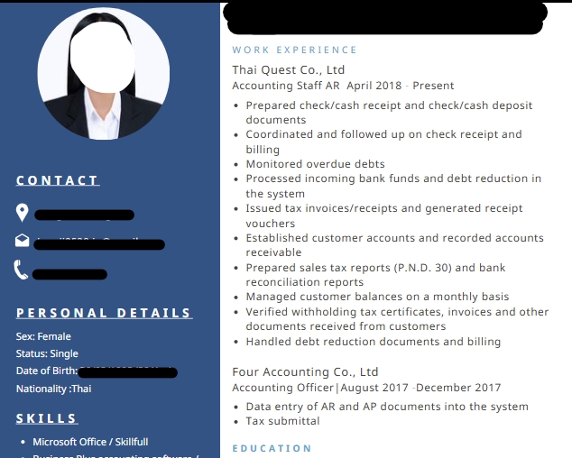 ออกแบบ Resume/CV (Thai/Eng) โดย HR