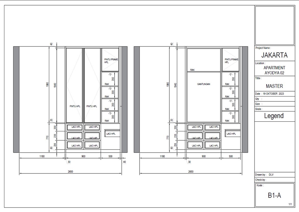 CAD Drawing / Jasa Gambar Kerja Furniture Dan Interior Dalam 1 Hari