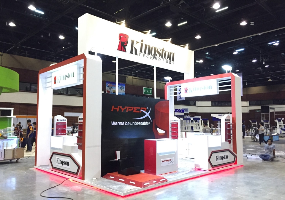 ออกแบบบูธแสดงสินค้า เคาเตอร์ Corner Kiosk Exhibition Furniture