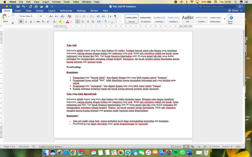 Text Proofreading (Bahasa Indonesia - Bahasa Inggris)