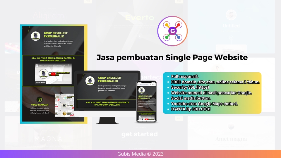 Pembuatan Website RESPONSIF Single Page (No-Code) untuk bisnis & portofolio anda