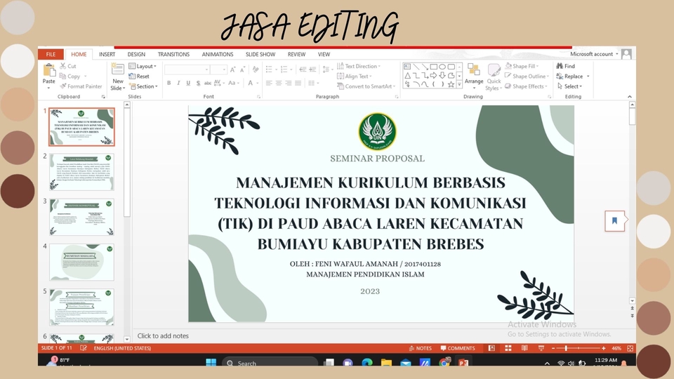 JASA EDITING POWERPOINT PRESENTASI