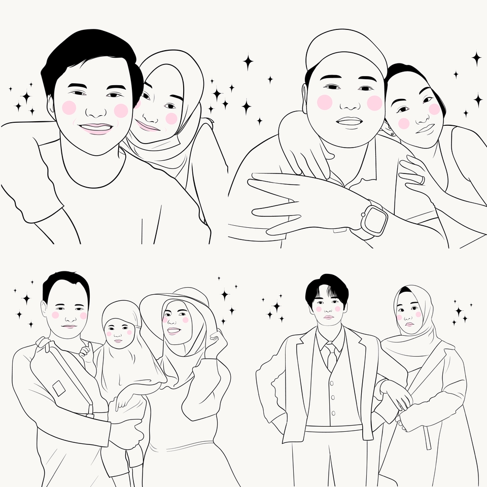 Ilustrasi Wajah Line Art
