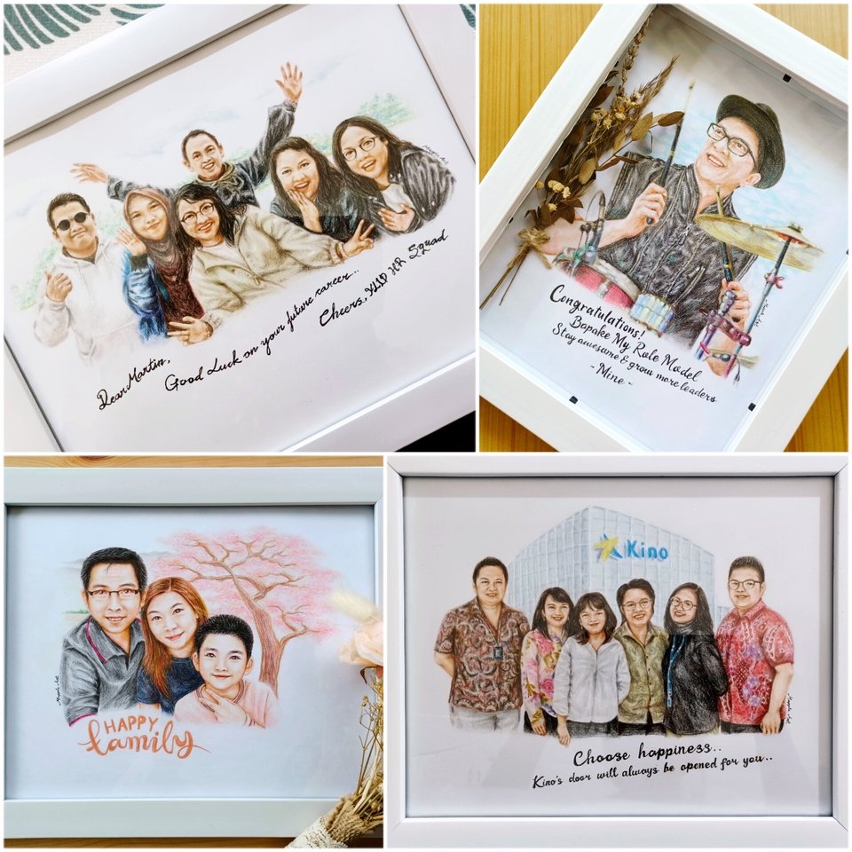 Jasa Lukis Sketsa Potret Wajah media Pensil Warna