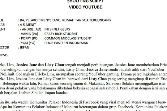 Penulisan Naskah Iklan Produk & Shooting Script