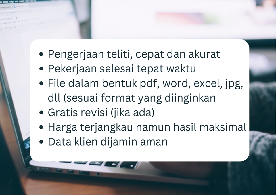 Jasa Data Entry MS Excel, MS Word, PDF Teliti, Cepat, dan Tepat