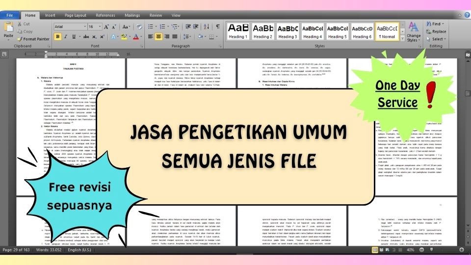 Jasa Pengetikan Umum Semua Jenis File (1 Hari Jadi)