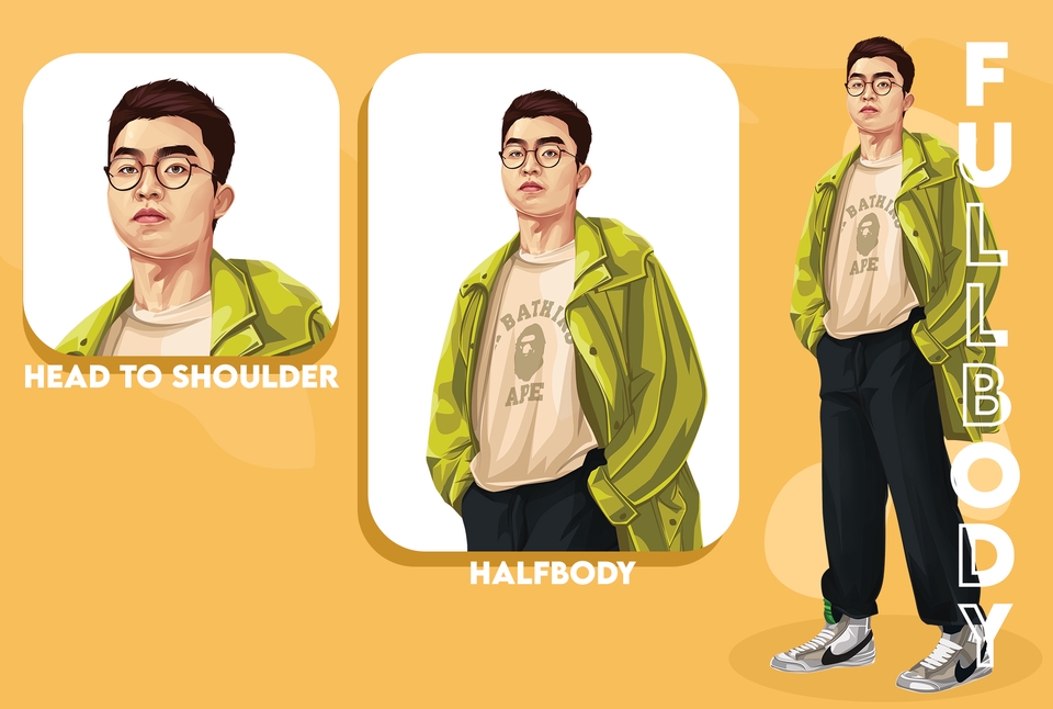 Desain Vector art Portrait satu hari jadi