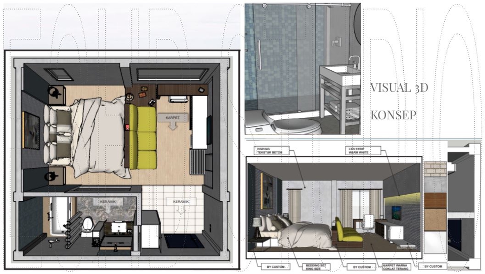 Jasa design 3D dan Rencana Anggaran Biaya (RAB) interior (rumah tinggal)