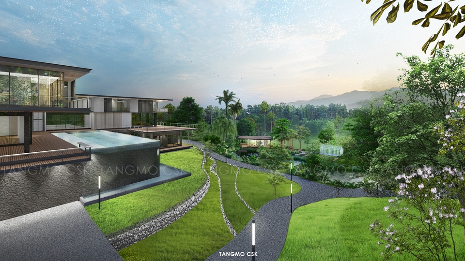 3D Perspective Render งานภูมิทัศน์ Landscape Exterior / Masterplan งาน ...